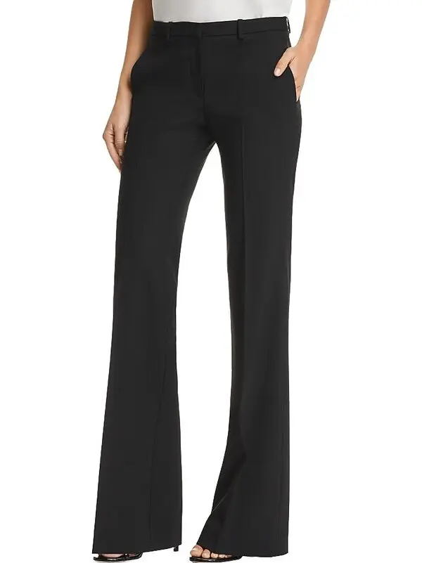 Theory Demitria Wool-blend Flared Trousers - Black
