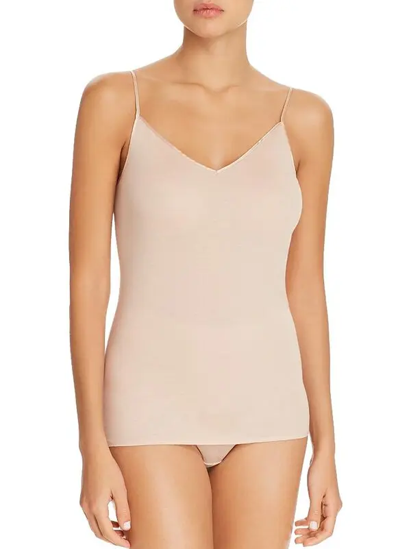 Hanro Cotton Seamless V-neck Cami - Beige