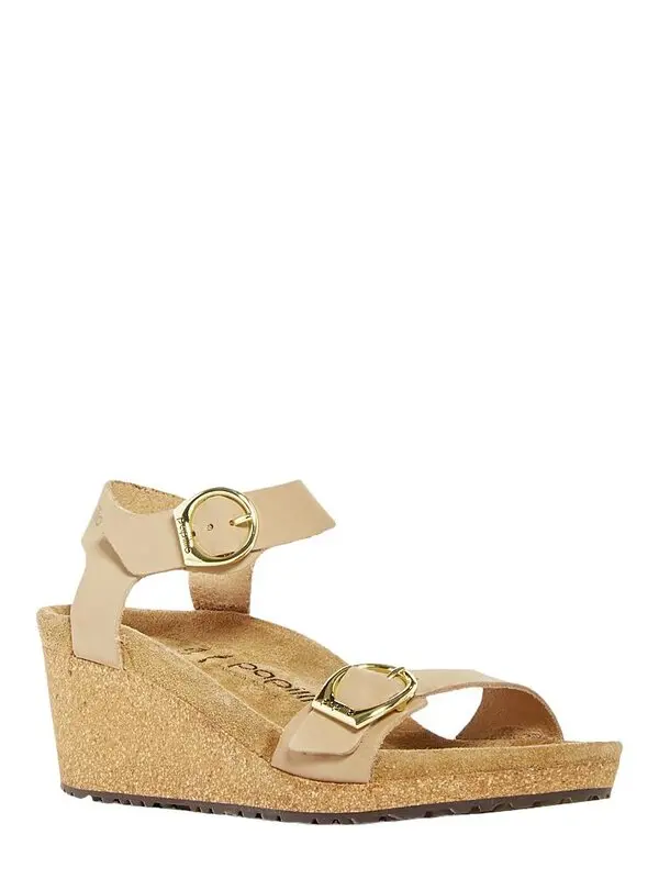 BIRKENSTOCK Papillio Soley Buckle Wedge Sandals - Beige