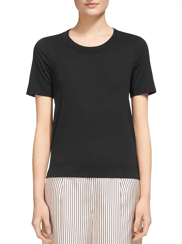 Whistles Rosa Double Trimmed Tee - Black