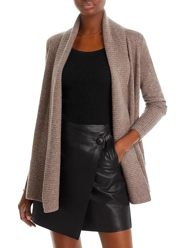 Bloomingdale'S C Shawl-collar Cashmere Cardigan - Heather Rye Sesame