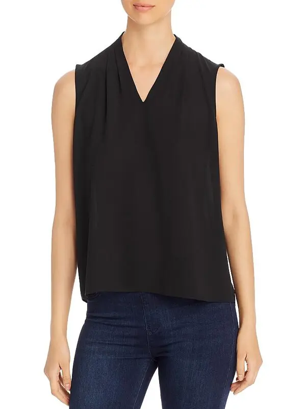 T Tahari Edie Sleeveless V-neck Top - Black