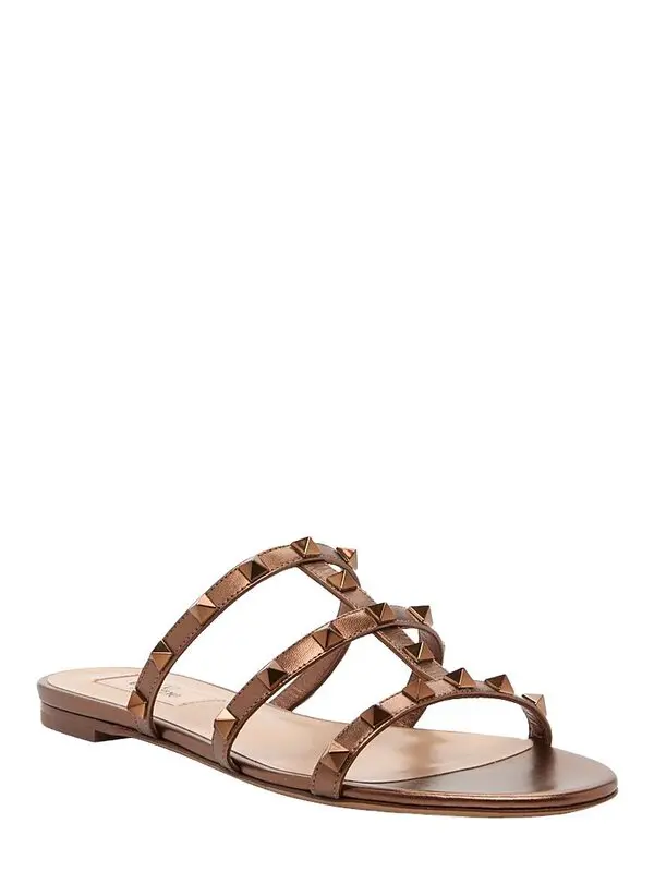 Valentino Garavani Rockstud Slide Sandals - Bronze