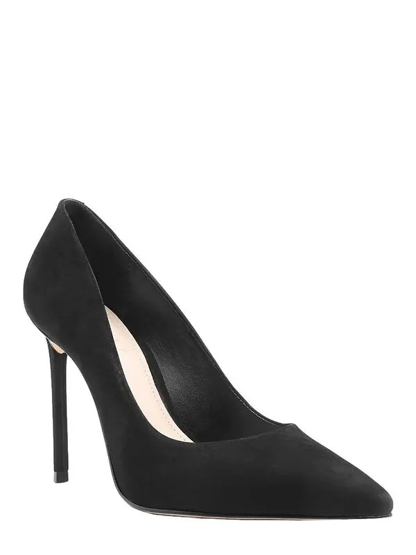 Schutz Lou Pointed Toe High Heel Pumps - Black Suede
