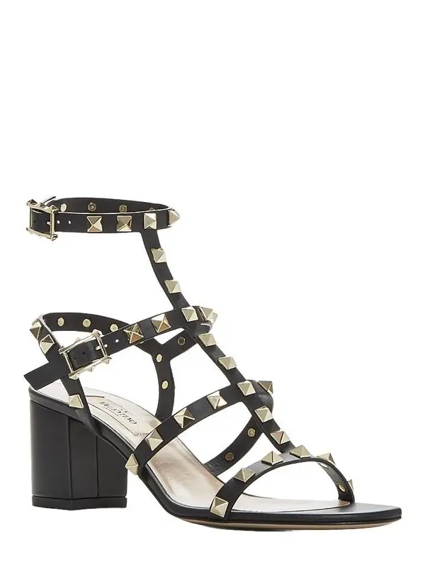 Valentino Garavani Rockstud City Block Heel Sandals - Poudre