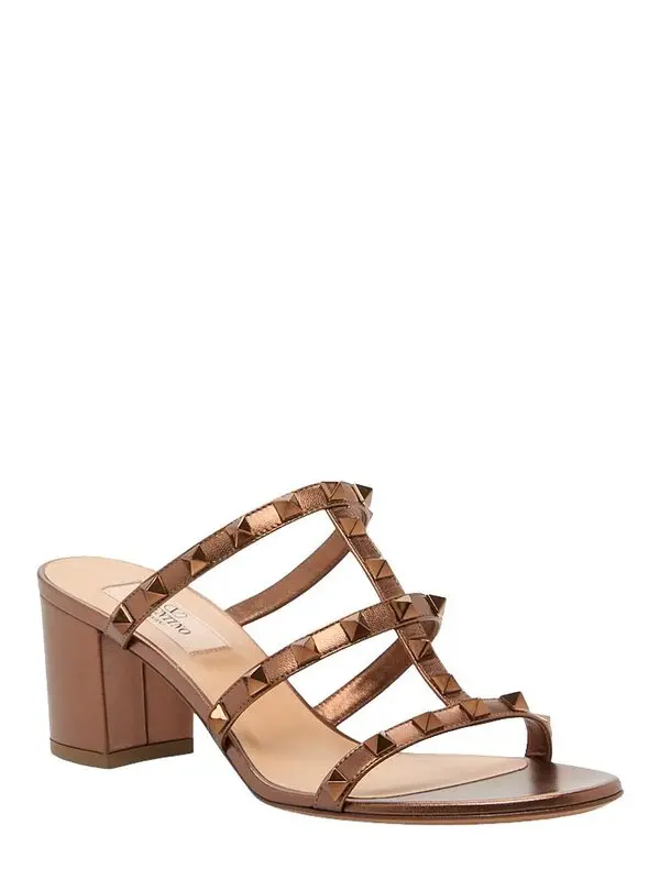 Valentino Garavani Rockstud Block Heel Sandals - Bronze