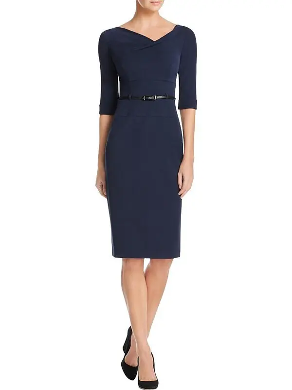 Black Halo Belted Sheath Dress - Eclipse