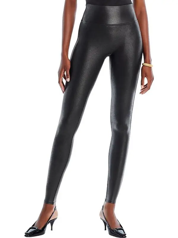 Spanx Shape Faux Leather Leggings - Black
