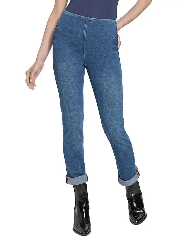Lyssé Boyfriend Denim Leggings - Mid Wash