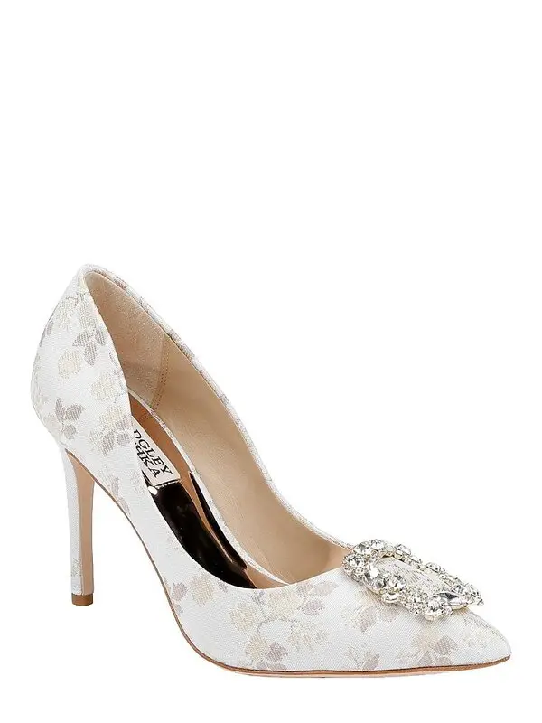 Badgley Mischka Cher Crystal Buckle Pumps - Ivory Jacq