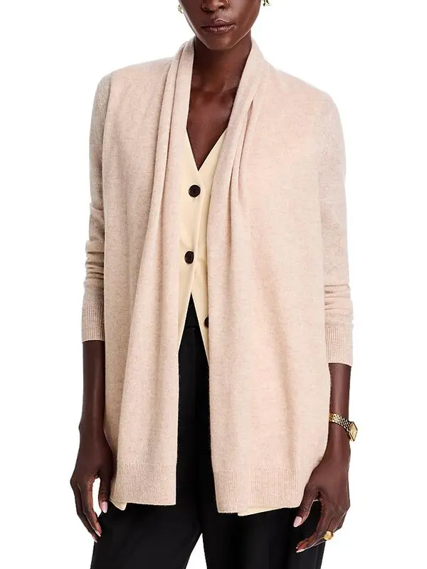 Bloomingdale'S Cashmere Open-front Cardigan - Heather Oatmeal