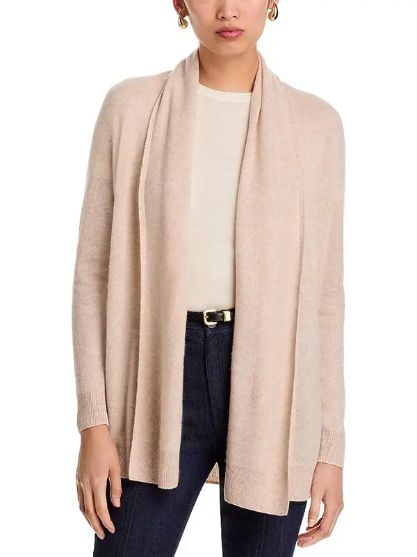 Bloomingdale'S Cashmere Open-front Cardigan - Heather Oatmeal