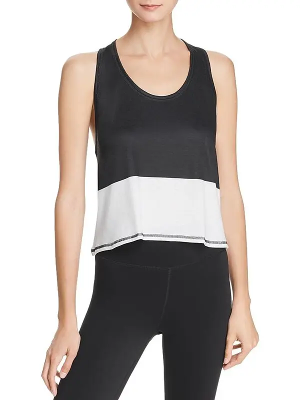 EVERLAST Color-block Cropped Tank - Black/white