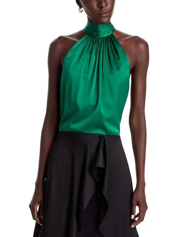 Ramy Brook Lori Silk-blend Draped Top - Deep Emerald