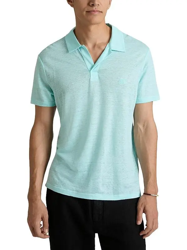 Vilebrequin Regular Fit Short Sleeve Linen Polo Shirt - Oxygene