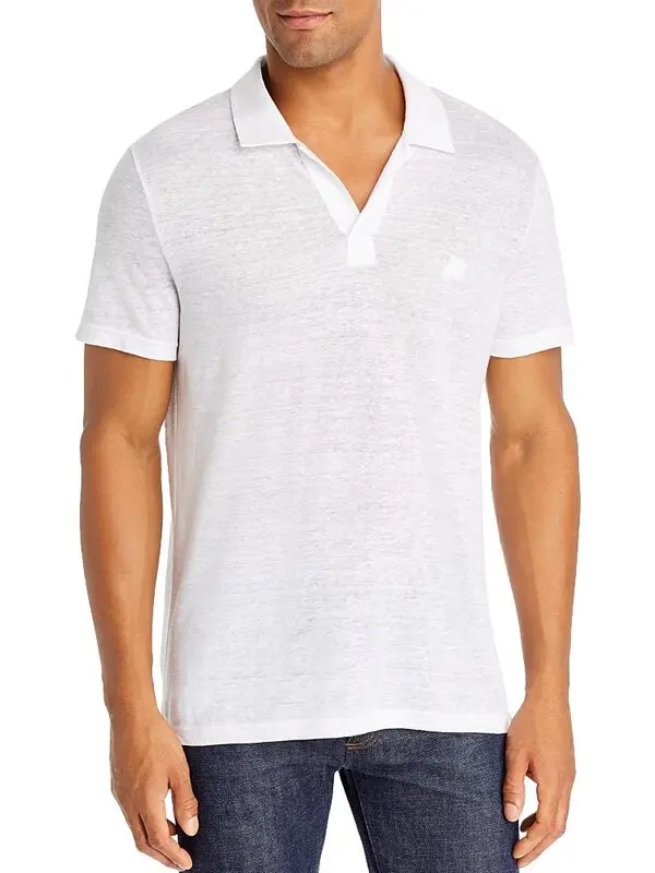 Vilebrequin Regular Fit Short Sleeve Linen Polo Shirt - White