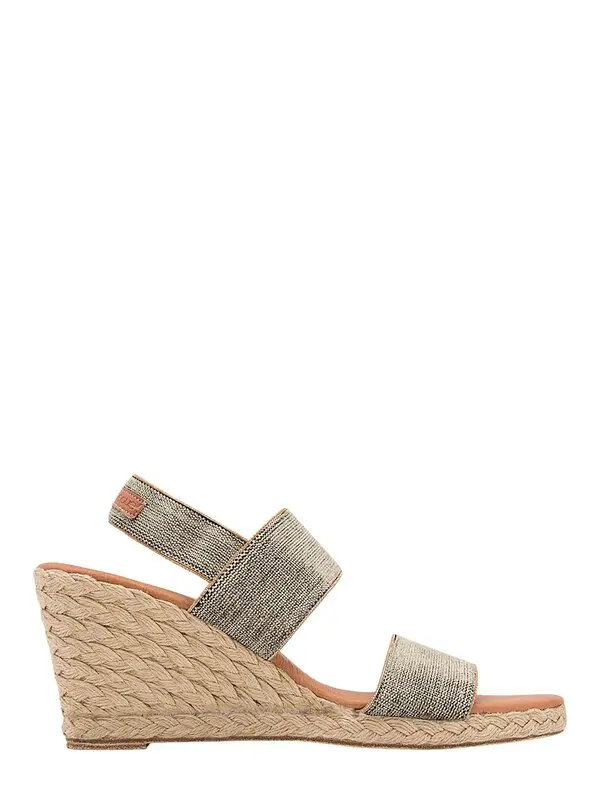 Andre Assous Allison Strappy Espadrille Wedge Sandals - Black Beige