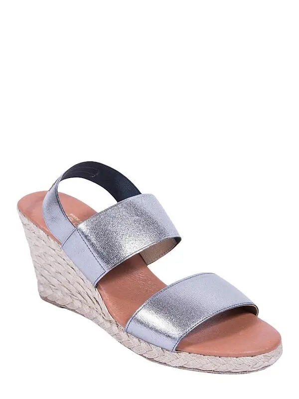 Andre Assous Allison Strappy Espadrille Wedge Sandals - Pewter