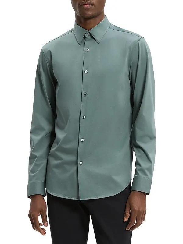 Theory Sylvain Shirt In Structure Knit - Light Pine Grove