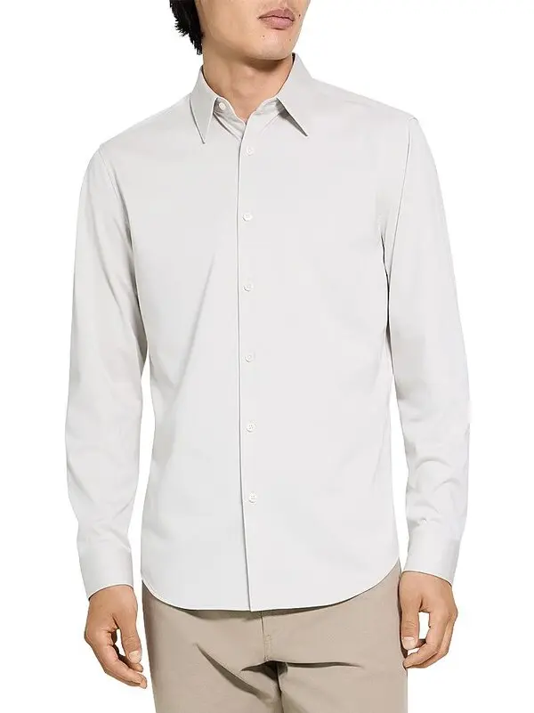 Theory Sylvain Shirt In Structure Knit - Silver Cloud