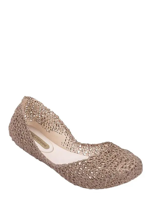Melissa Camppap Vii Slip On Flats - Beige/glitter