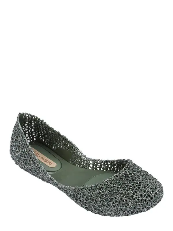 Melissa Camppap Vii Slip On Flats - Glitter Green