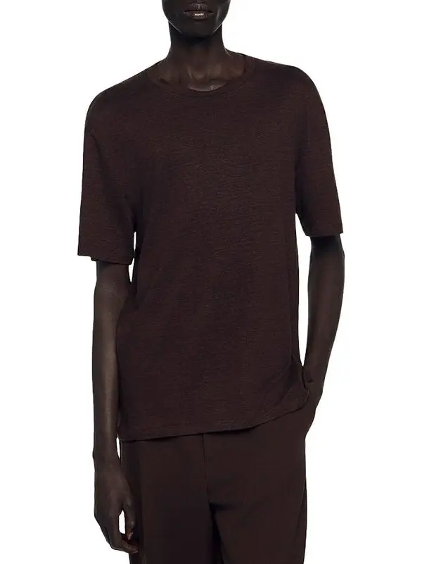 Sandro Clash Linen Tee - Black / Brown