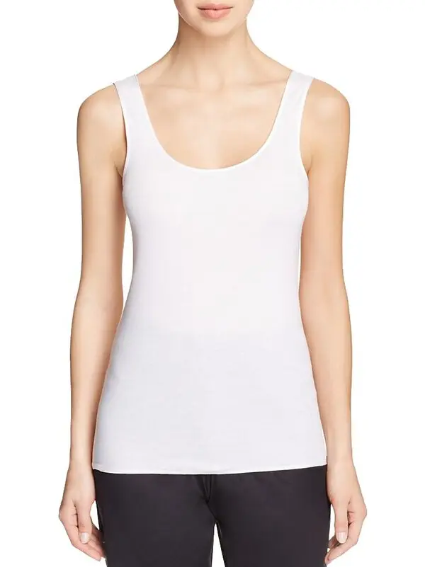 Hanro Cotton Seamless Scoop Neck Tank - White