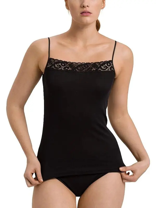 Hanro Moments Spaghetti Strap Camisole - Black