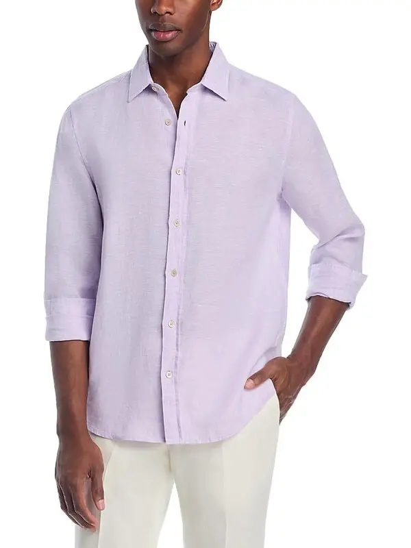 Bloomingdale'S Yarn-dyed Standard Fit Linen Shirt In Exclusive - Soft Lilac