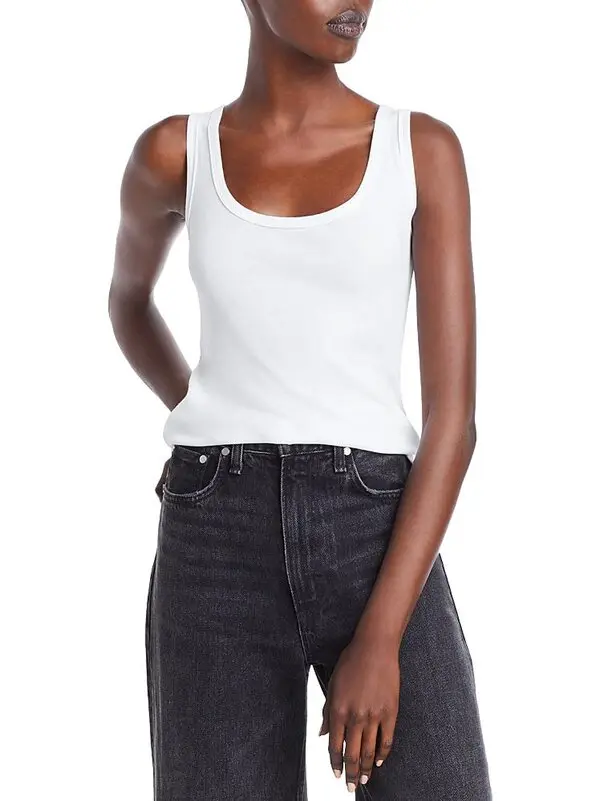 Splendid Fine Rib Scoop Neck Tank - White