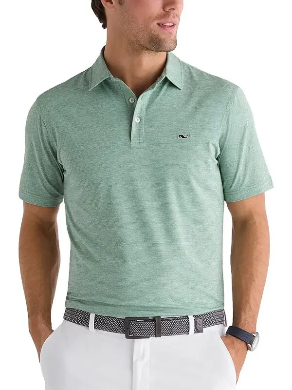 Vineyard Vines St. Jean Stripe Sankaty Regular Fit Polo Shirt - Olive Dusk/white