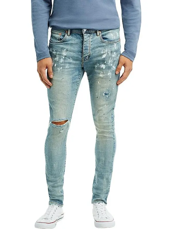 PURPLE BRAND Slim Fit Painter Jeans - Light Indigo