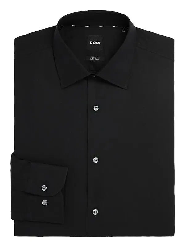 BOSS Basic Solid Slim Fit Dress Shirt - Black