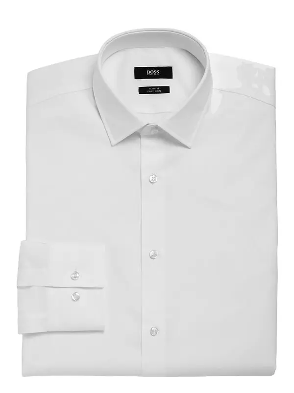 BOSS Basic Solid Slim Fit Dress Shirt - White