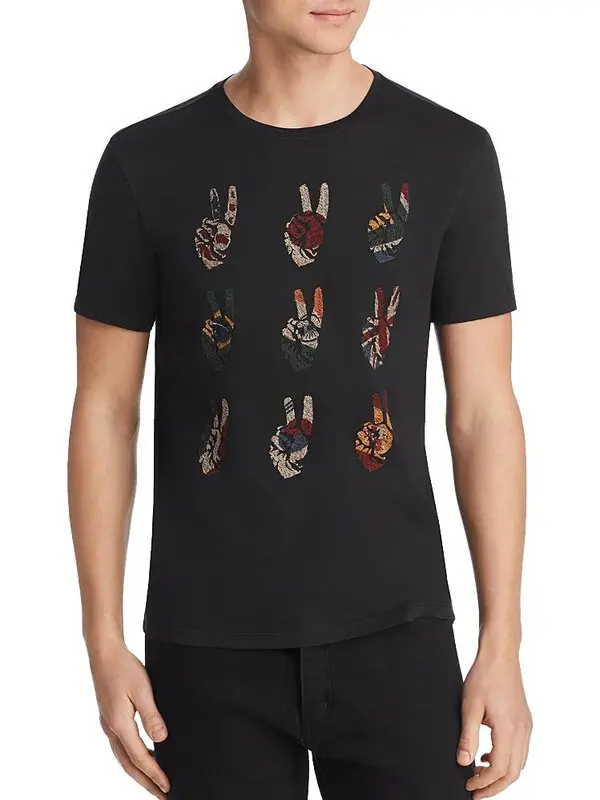 John Varvatos Star Usa Peace Symbol Graphic Tee - Black