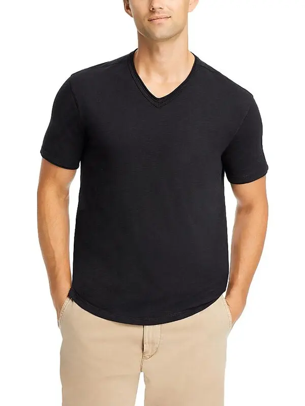John Varvatos Star Usa Slub V-neck Tee - Black