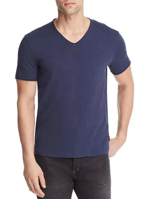 John Varvatos Star Usa Slub V-neck Tee - Oiled Blue