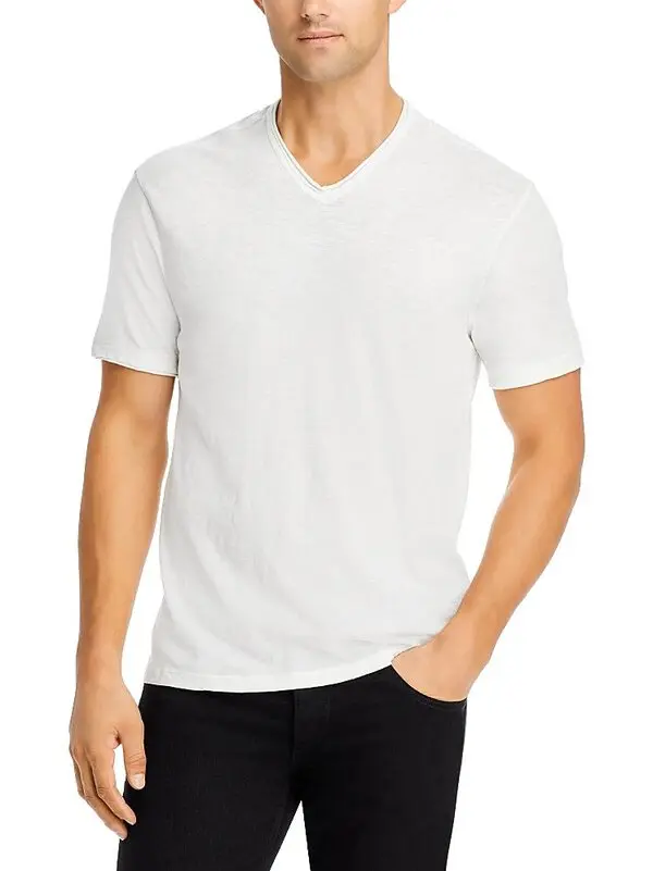 John Varvatos Star Usa Slub V-neck Tee - Salt