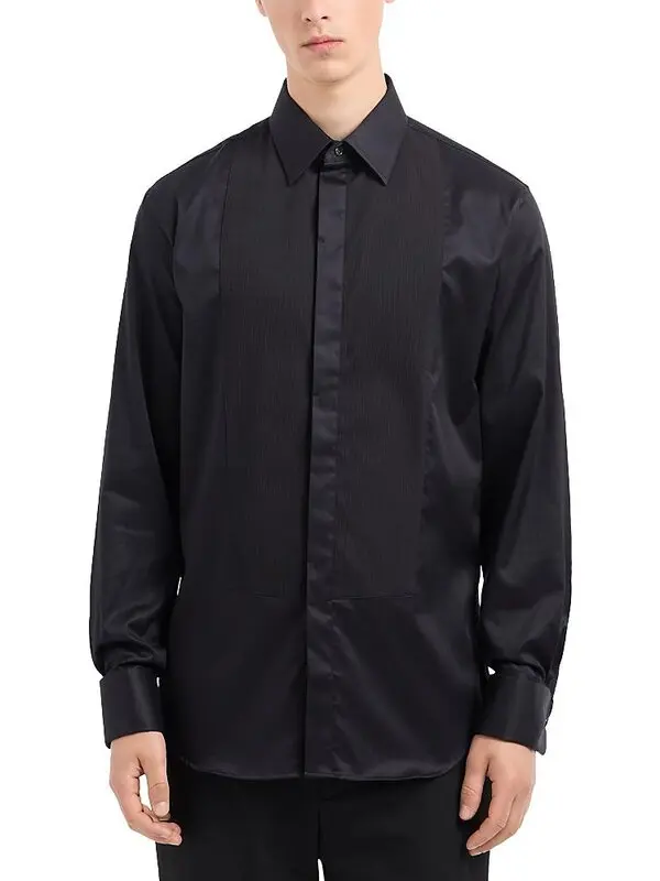 Emporio Armani Bib-front Slim Fit Tuxedo Shirt - Carbon Black