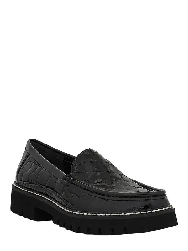 DONALD PLINER Hope Slip-on Loafer Flats - Black Croc
