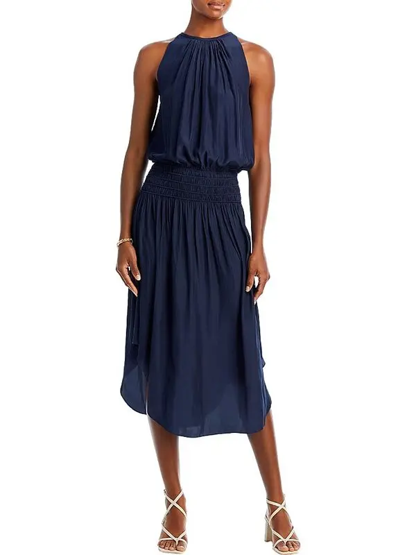 Ramy Brook Audrey Sleeveless Halter Midi Dress - Navy