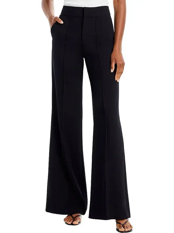 Alice + Olivia Dylan High-waist Wide-leg Pants With Crystal Trim - Black Crepe