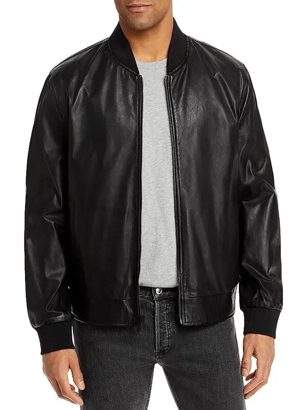 Cole Haan Leather Moto Jacket - Black