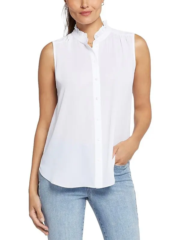 NYDJ Sleeveless Ruffled Top - Optic White