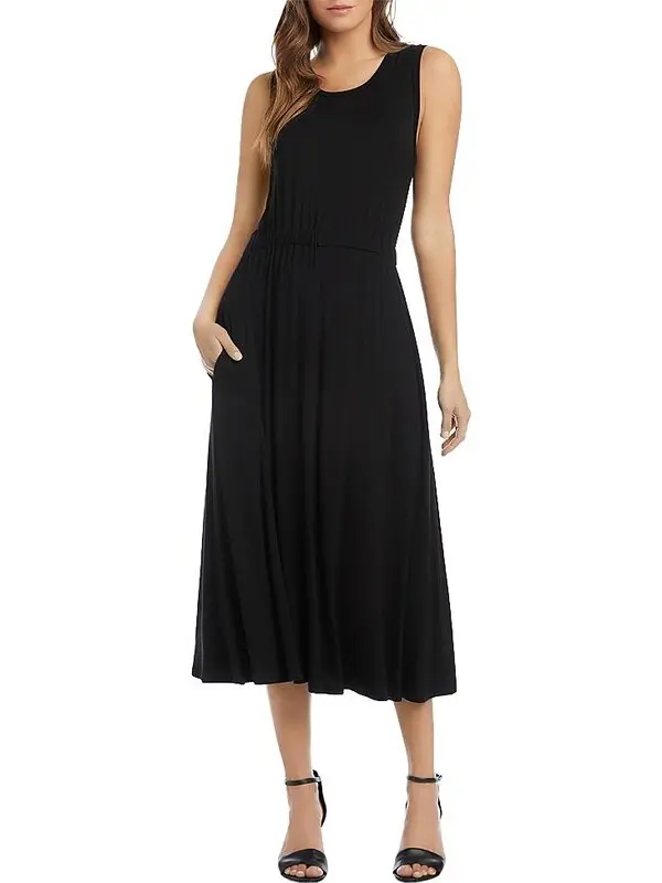Karen Kane Artisan Sleeveless Midi Dress - Black