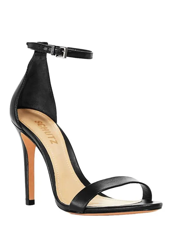 Schutz Cadey Lee Ankle Strap High-heel Sandals - Black Leather