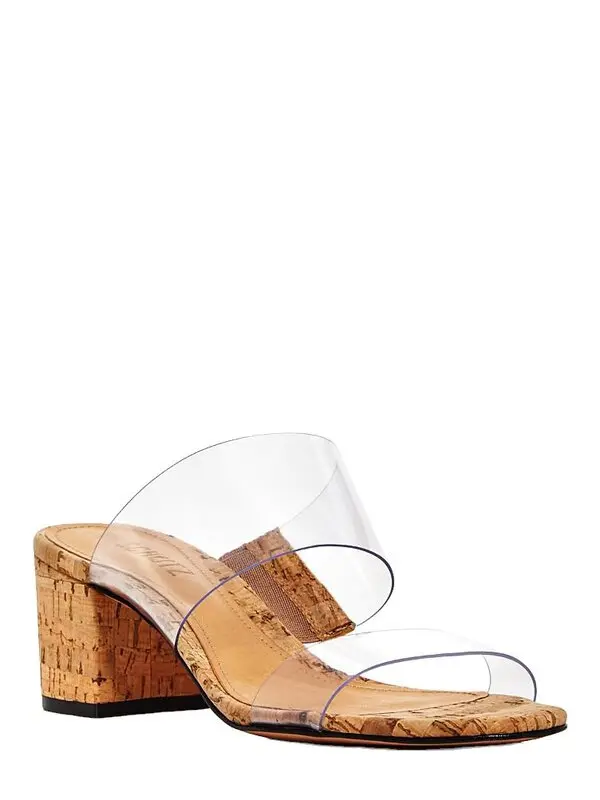 Schutz Victorie Block Heel Slide Sandals - Transparent/cork