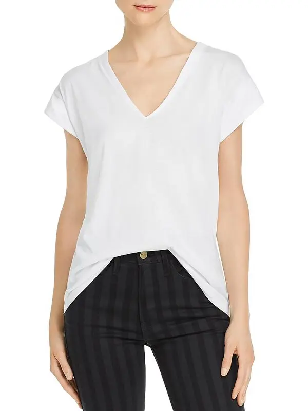 FRAME Le Mid-rise V-neck Tee - Blanc