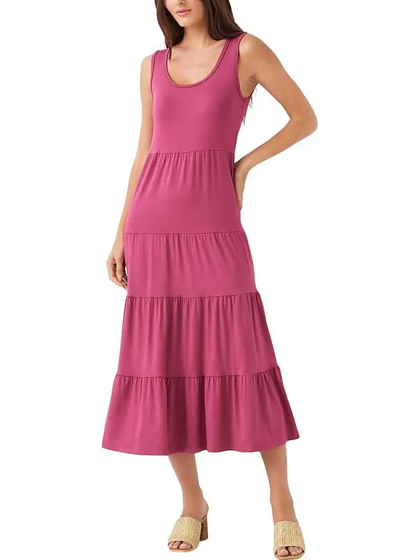 Karen Kane Tiered Midi Dress - Berry